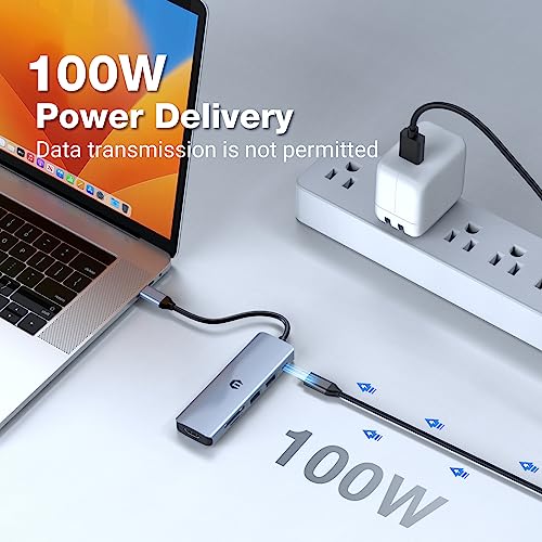 HOPDAY 6-in-1 USB C Multiport Adapter: Macbook Pro/Air, 4K HDMI Output ...