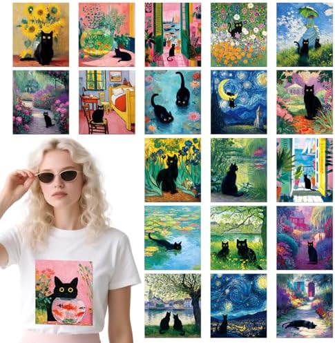 Amazon.com: Dazoratix Cat Iron on Transfers - 20 Sheets Black Starry ...