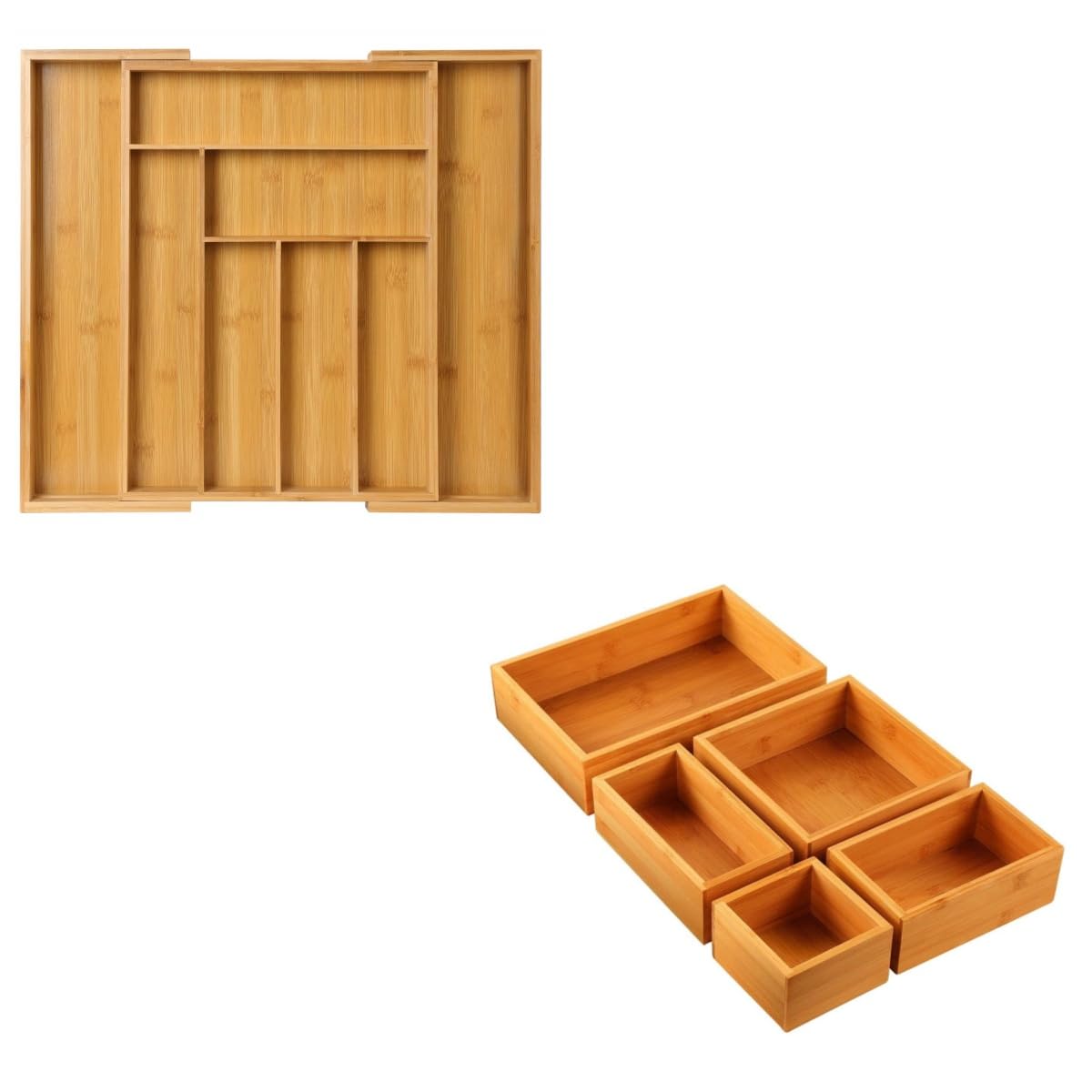 Amazon.com - Pipishell Bamboo Expandable Drawer Organizer, with 5-Piece ...