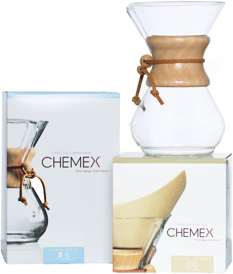 Amazon.com: Chemex Pour-Over Glass Coffeemaker - Classic Series - 6-Cup ...