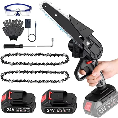 Amazon.com : 6-Inch Mini Chainsaw with Safety Lock LED light 36V ...