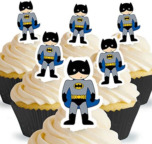 30 x Pre Cut Batman Logo Cake, Cupcake Toppers/Decorations Edible Wafer ...