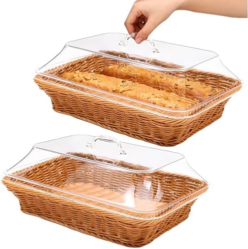 Amazon.com: Rattan Bread Baskets, 2 Pack, Oval Woven Baskets with ...