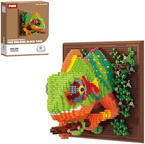 PQKIE 3D Wall Art Chameleon Animal Micro Mini Building Set for Adults ...