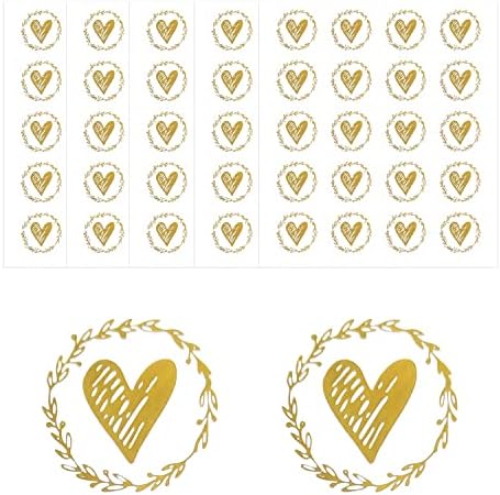 320Pcs Eokeey Gold Embossed Envelope Seal Stickers - Heart Pattern ...