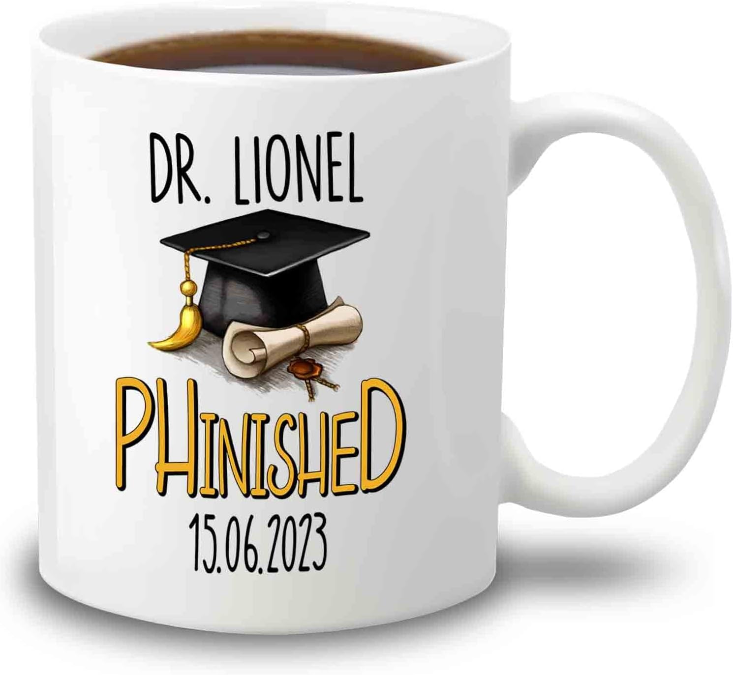 Amazon.com: Custom Ph.D. Graduation Mug, Phinished Mug, Personalized ...