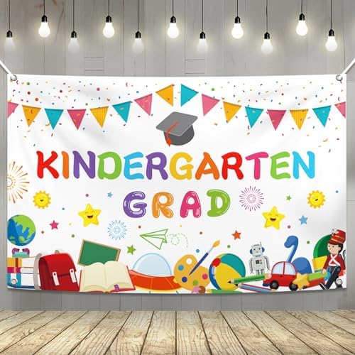 Amazon.com: KatchOn, Kindergarten Graduation Backdrop - 72x44 Inch ...