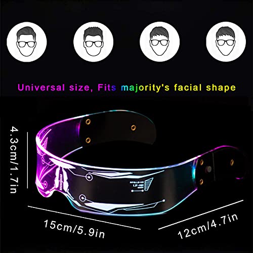 LED Luminous Glasses, 7-Color Cyberpunk LED Visor Glasses, Futuristic ...