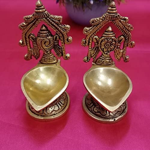Buy RAMA METAL Brass SANKH Chakra DEEPAM Set Online at Low Prices in ...