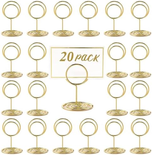 RHQFDM 20 Piece Round Gold Name Cards Holder,Place Card Holder,Wedding ...