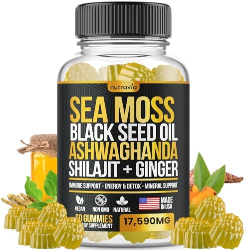 Amazon.com: Sea Moss, Black Seed Oil, Ashwagandha, Ginger, Shilajit Gummies with Elderberry ...