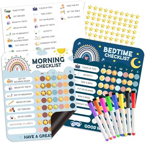 COcnny 154pcs Boho Morning Bedtime Routine Chart for Toddler Kids ...