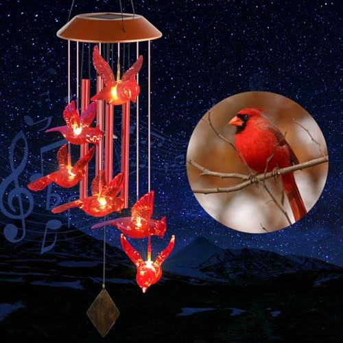 Amazon.com : Solar Wind Chimes Cardinal Bird,Solar Cardinal Red Bird ...