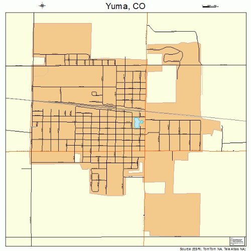 Large Street & Road Map of Yuma, Colorado CO - Printed poster size wall ...