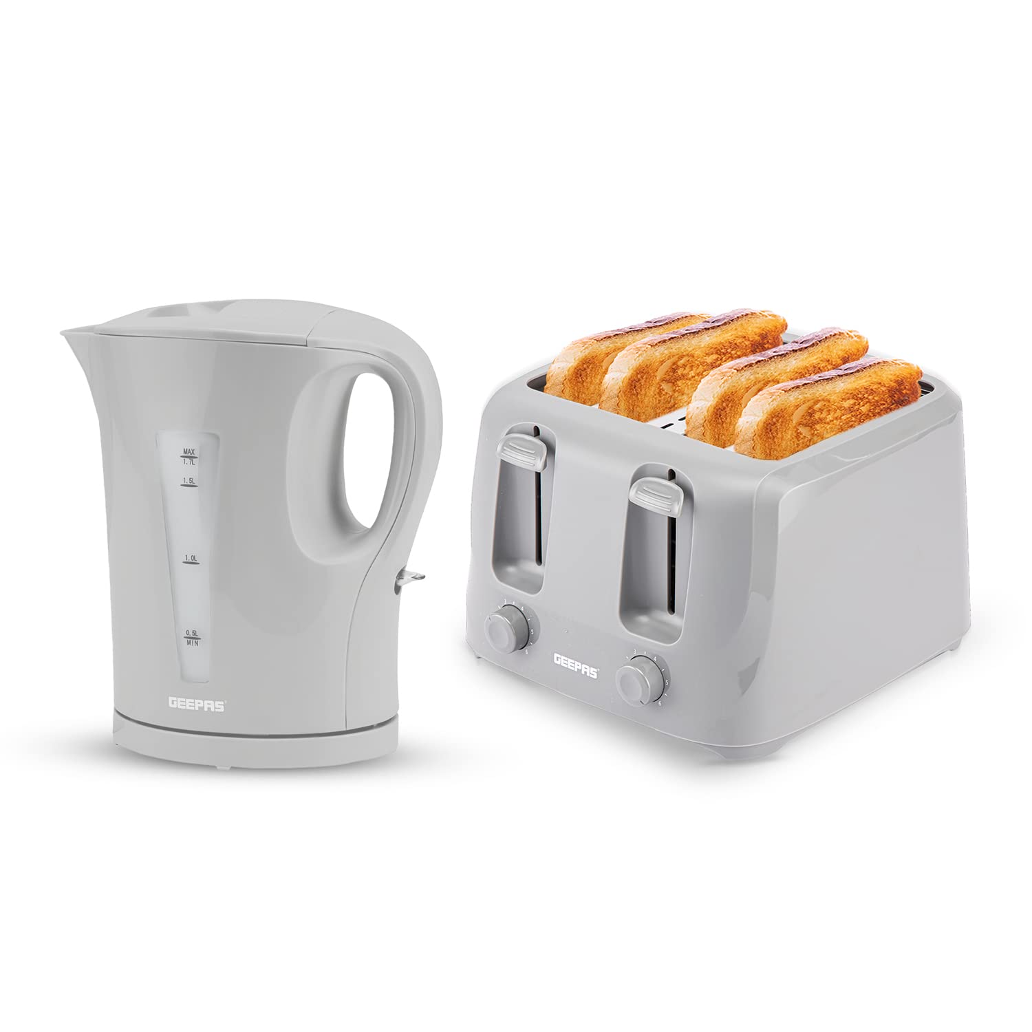 Geepas Cordless Electric Kettle & 4 Slice Bread Toaster Kitchen Combo ...