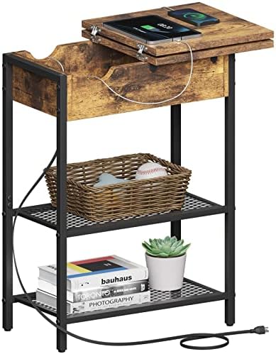 Amazon.com: Lifewit Narrow End Table with 2 Power Outlets and 2 USB ...