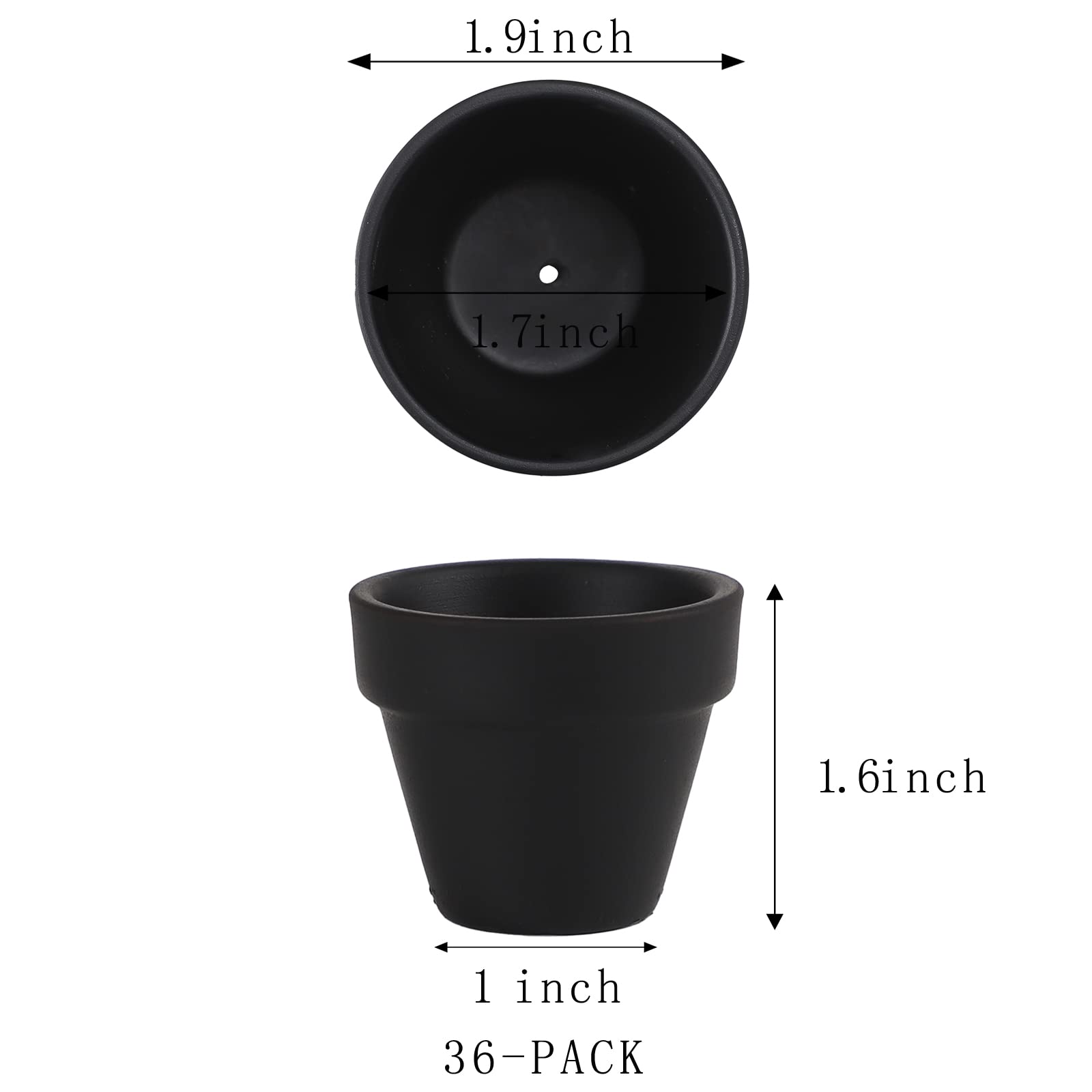 36 Pieces of Small Mini Black Flower pots 2 inch Clay Flower pots ...
