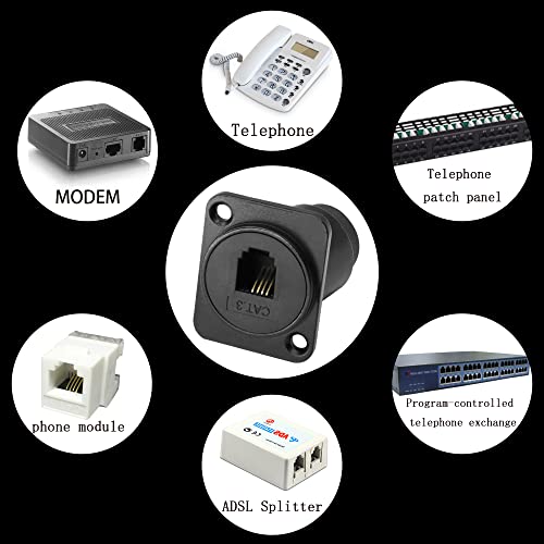 QIANRENON RJ11/RJ9 4P4C Panel Mount Feed-Through Connector CAT3 RJ9 ...