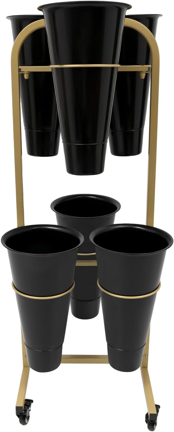 Amazon.com: 3-Tiers 6 Buckets Flower Display Stand with Plastic Buckets ...