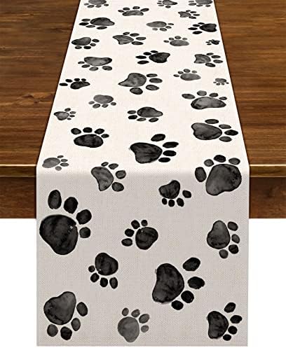 Amazon.com: Vohado Dog Paw Print Table Runner Puppy Themed Birthday ...