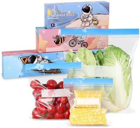 70 Pcs Reusable Zip Lock Food Storage Bags - Freezer Bags with Zip Seal ...