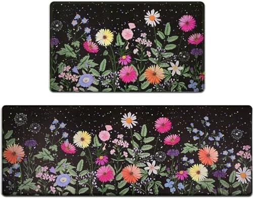 Amazon.com: ASPMIZ Floral Kitchen Rugs Sets of 2, Spring Flowers ...