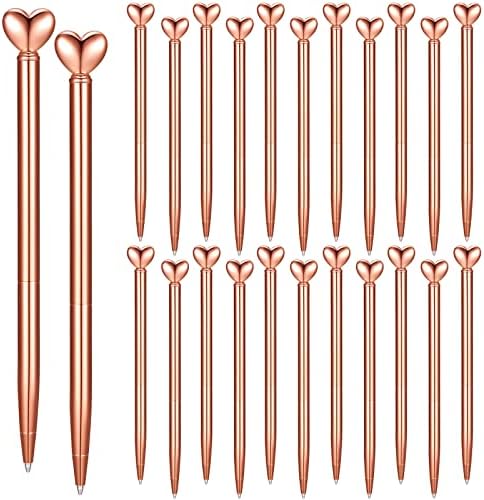 Amazon.com : Thenshop 24 Pcs Heart Shaped Pens Retractable Metal Cute ...