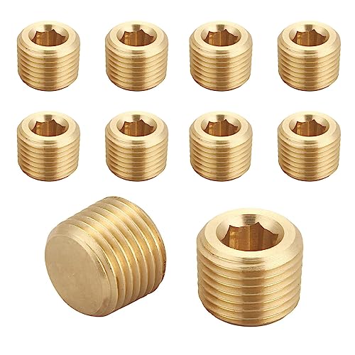 3/8″ Brass Pipe Plugs, Male Thread, Inner Hex Head, Pneumatic Fittings ...
