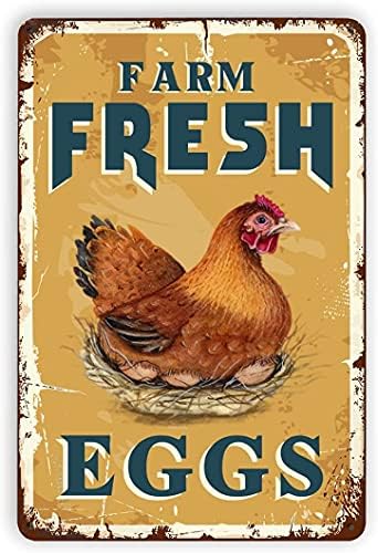 Amazon.com: Farm Fresh Eggs Tin Signs Vintage Country Chicken Hen ...