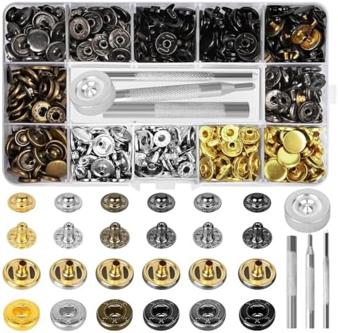 HASTHIP® 120 Sets Metal Snap Button and Tools Set, 12.5mm Buttons for ...