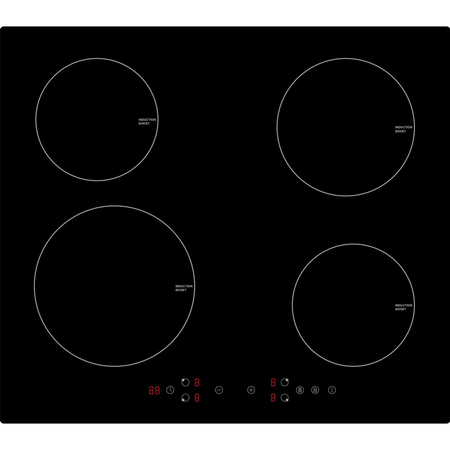 electriQ 60cm 4 Zone 13amp Plug In Induction Hob Black : Amazon.co.uk ...