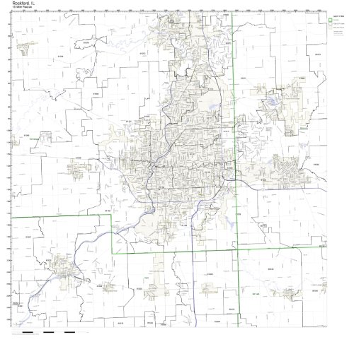 Rockford, IL ZIP Code Map Laminated: Amazon.com: Office Products