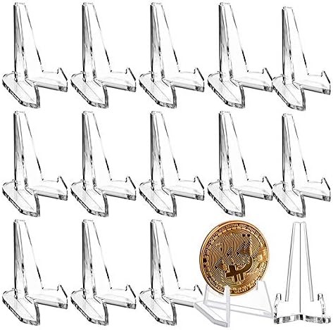 15 Packs Acrylic Easel Stands Clear Mini Coin Display Easel Holder ...