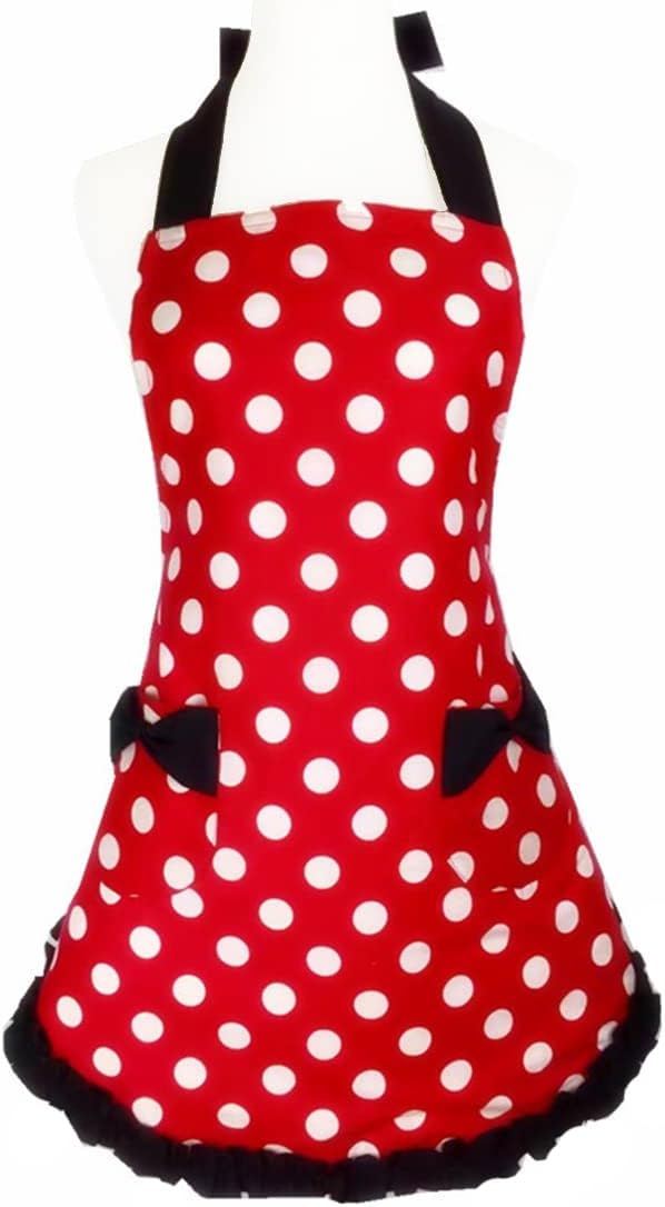 Amazon.com: Hyzrz Lovely Retro Adjustable Red Polka Dot Aprons for ...