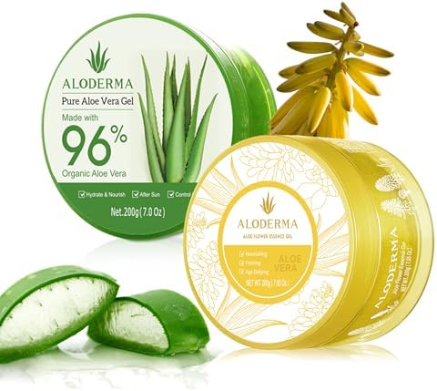 Amazon.com : Aloderma Aloe Vera Gel Set 2 Pack - Aloe Flower Essence ...