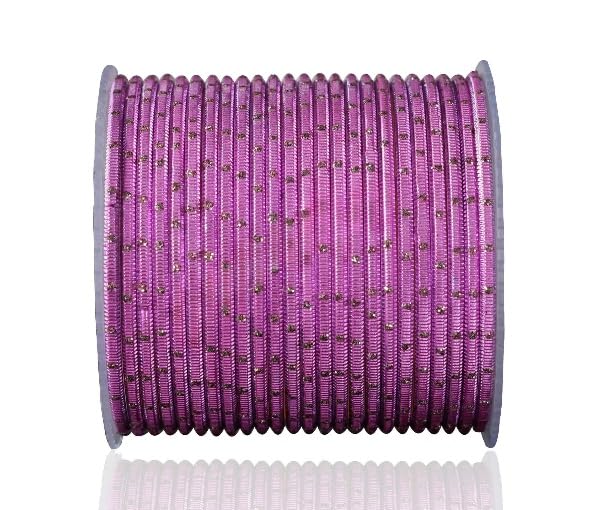 Buy The Golden Cascade Pink Color Metal Bangles Cutting Design Chudi ...