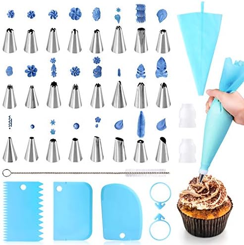 Jatidne 24 Pieces Piping Bags and Nozzles Cake Decorating Kit Icing ...