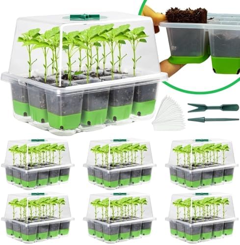 KAHEIGN 6Pcs Silicone Seed Starter Trays, 72 Cells Reusable Seed ...