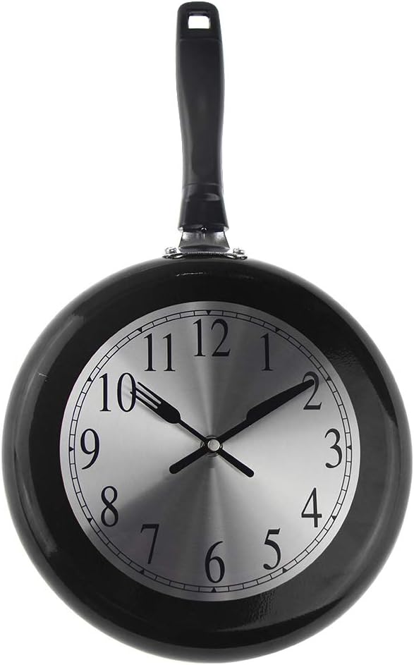 Amazon.com: Metal Frying Pan Kitchen Clock - 10 inch Unique Themed Wall ...