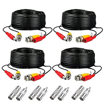 iSmart 4-Pack 125ft Black Pre-Made All-in-One BNC Male to Male Video ...