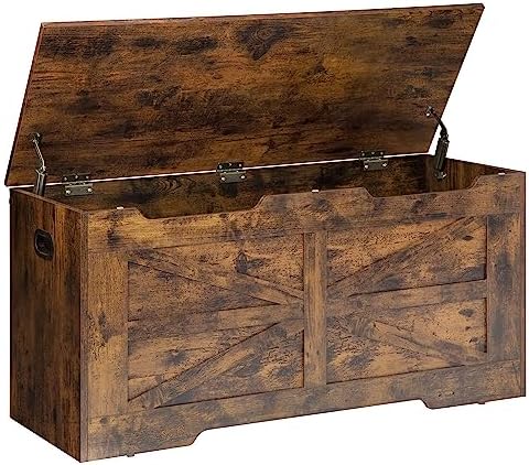 Amazon.com: VASAGLE Storage Chest, Storage Bench with 2 Safety Hinges ...