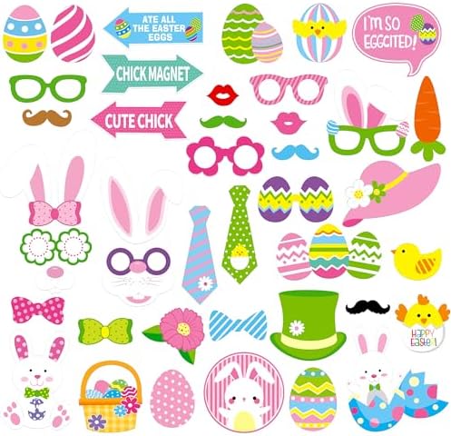 Amazon.com: 25 Pcs Easter Day Photo Booth Props Kit for Photoshoot ...