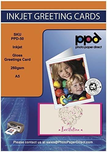 PPD 30 Inkjet Printable Greeting Cards A5 Pre-Scored To A6 Heavyweight ...