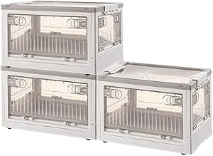 Amazon｜Syougen 収納ボックス 5面開閉 全方向開き 布団収納 薄型折りたたみコンテナ キャスター付き コンテナボックス 透明 組立簡単 ストレージボックス 衣類整理 ふた付き ...