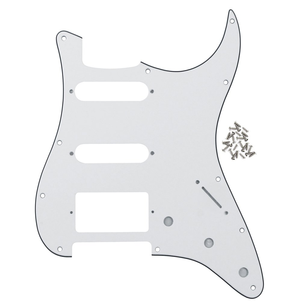 Snapklik.com : 3Ply White 11 Hole Strat HSS Pickguard Guitar Scratch ...
