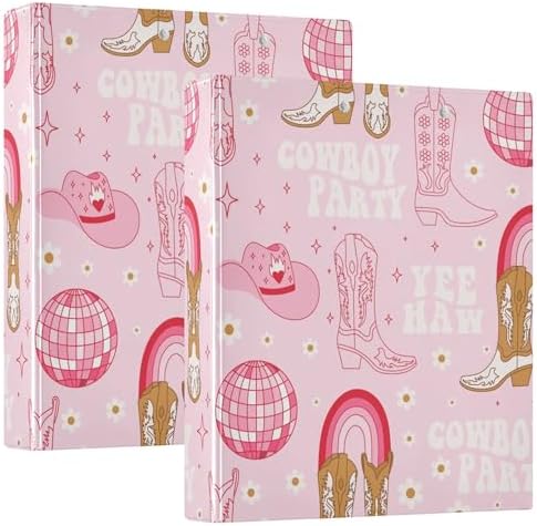 Amazon.com : Fisyme Western Cowgirl Boots Pink 1.5 Inch 3 Ring Binder ...