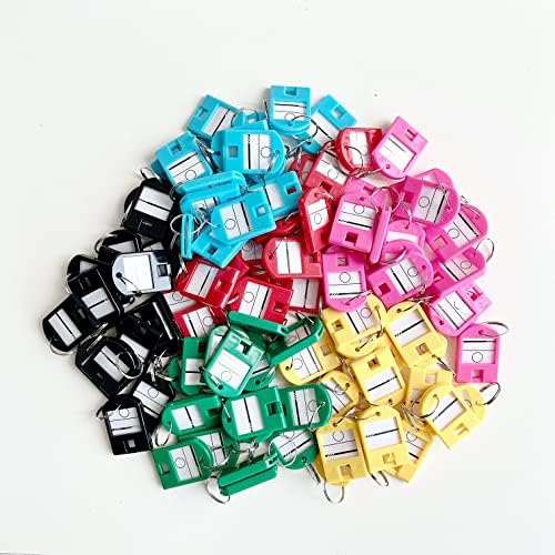 Amazon.com : 96pcs Plastic Key Tags with Metal Ring, Double-Sided ...