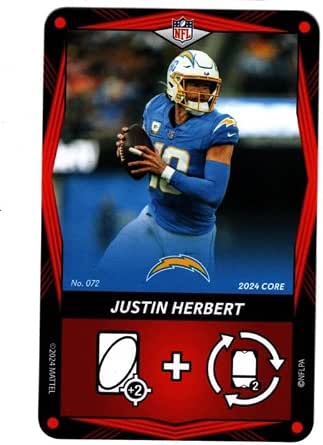 Amazon.com: 2024 UNO ELITE NFL RED CORE JUSTIN HERBERT FOOTBALL CARD~L ...