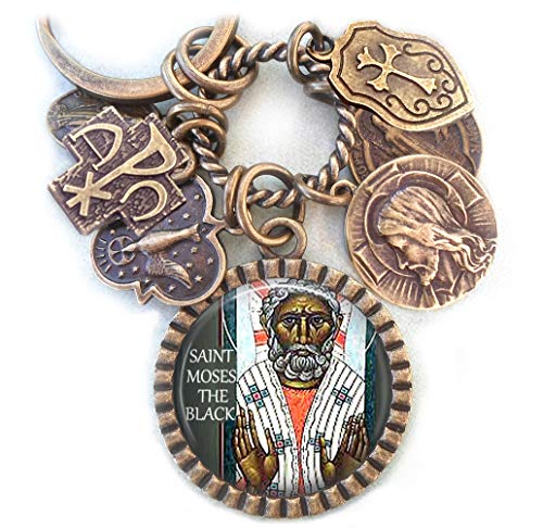 Amazon.com: St. Moses The Black Keychain, Necklace or Clip, Patron ...