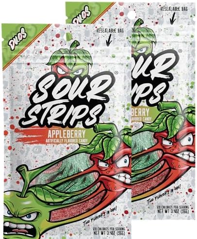 Amazon.com : SOUR STRIPS Raspberry Flavored Sour Candy Strips ...